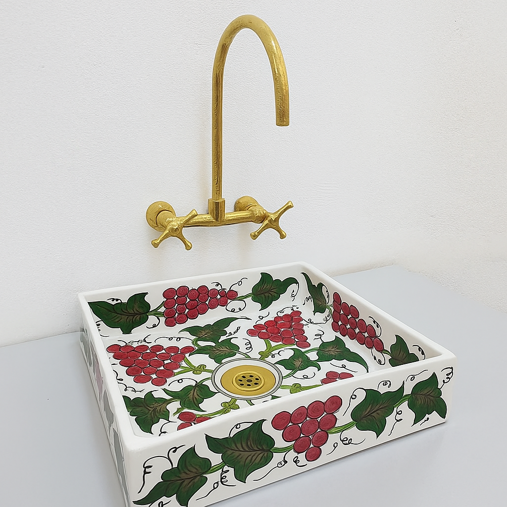 KABIR Handcrafted Moroccan Ceramic Sink – Square or Rectangular Basin ...