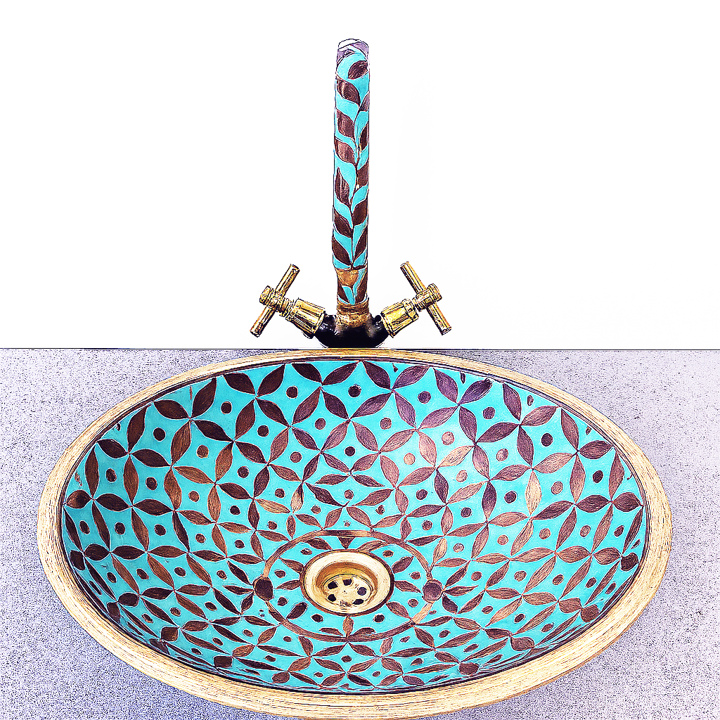 MAHJOUB Handcrafted Moroccan Ceramic Sink – Square or Rectangular Basin ...