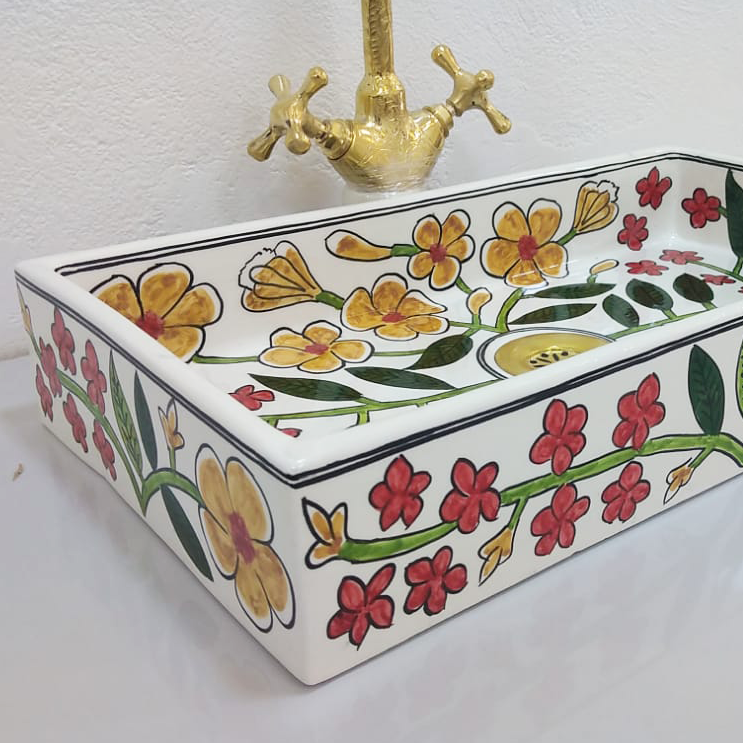 ABDELLAH Handcrafted Moroccan Ceramic Sink – Square or Rectangular ...
