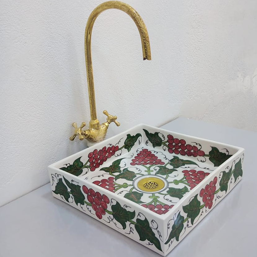 KABIR Handcrafted Moroccan Ceramic Sink – Square or Rectangular Basin ...