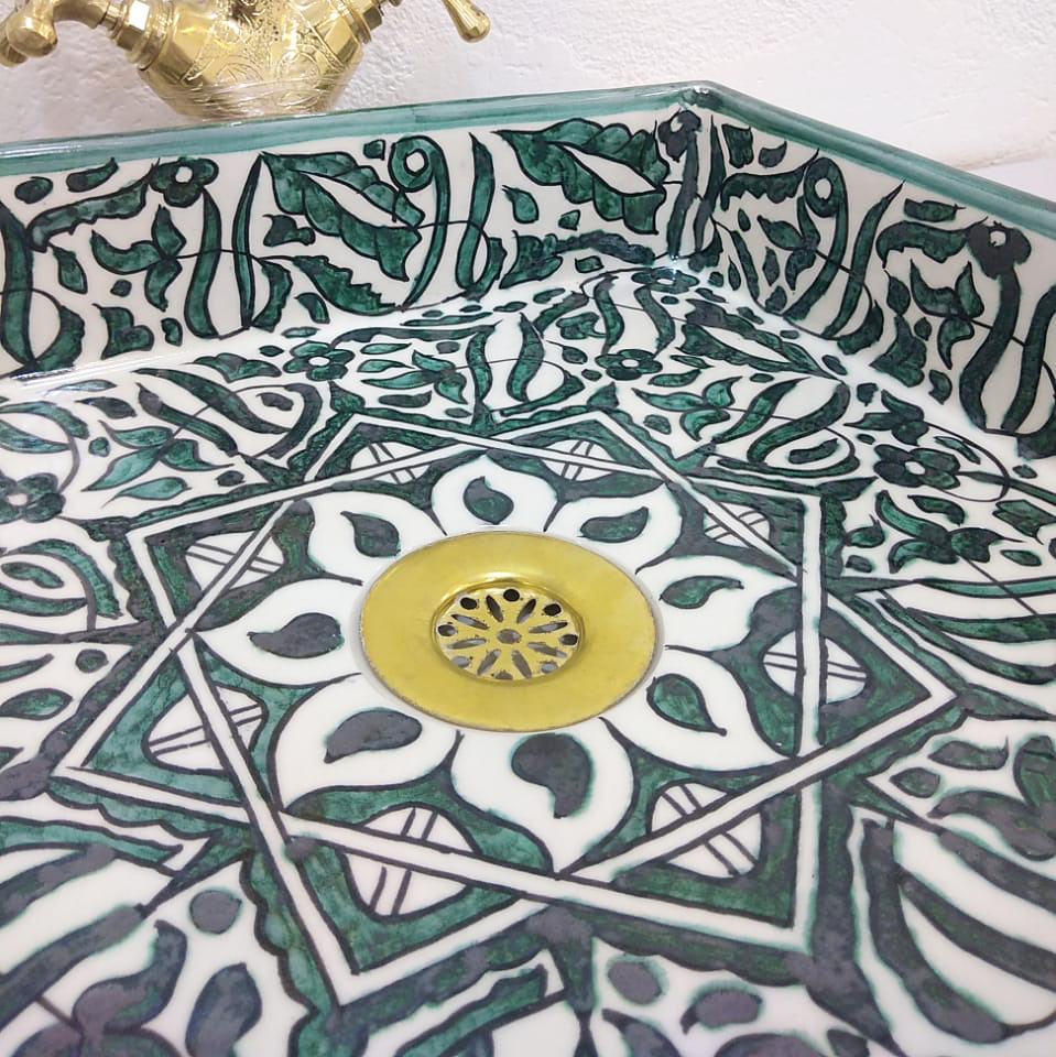 FADOUL Handcrafted Moroccan Ceramic Sink – Square or Rectangular Basin ...