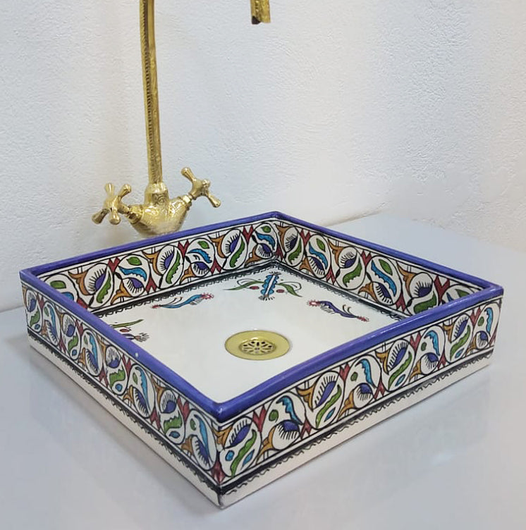 REDOUANE Handcrafted Moroccan Ceramic Sink – Square or Rectangular ...