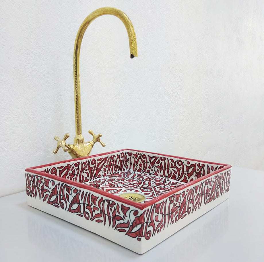 HASSAN Handcrafted Moroccan Ceramic Sink – Square or Rectangular Basin ...