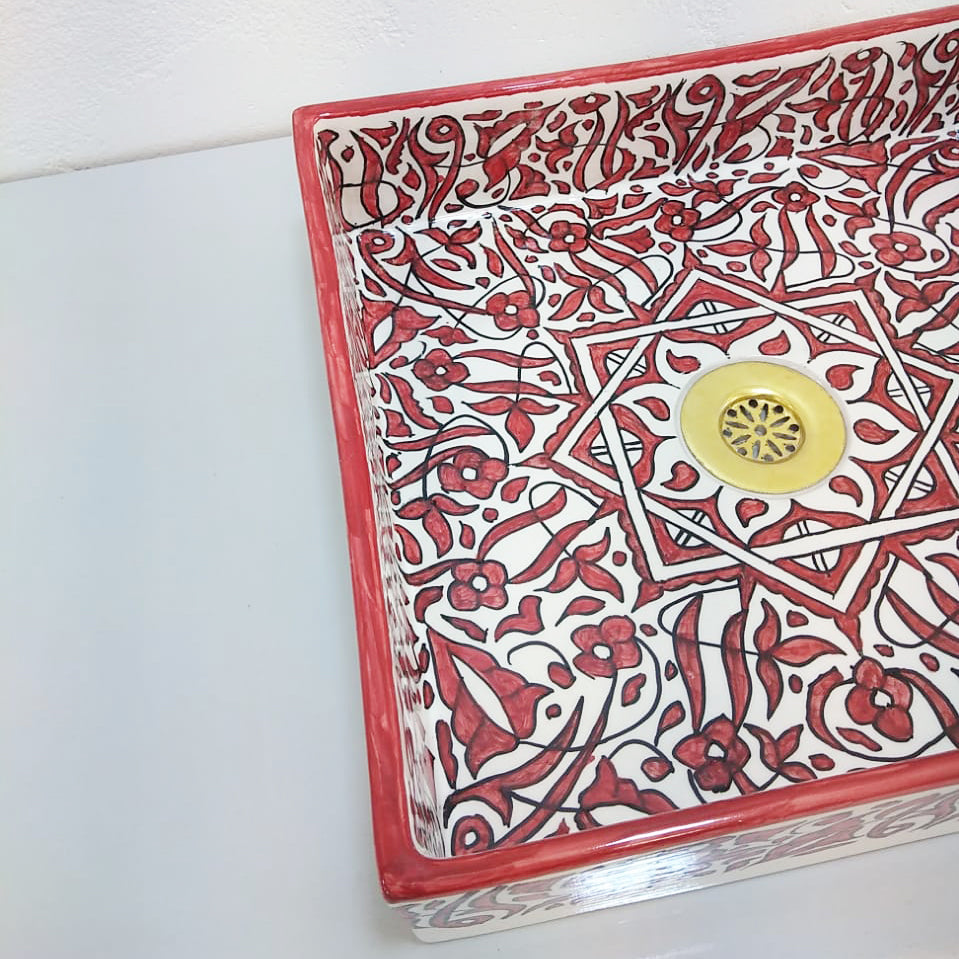 HASSAN Handcrafted Moroccan Ceramic Sink – Square or Rectangular Basin ...