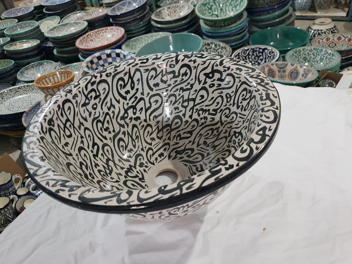 Moroccan RACHIDA Hand-Painted Bathroom Sink Basin – Unique Sinks