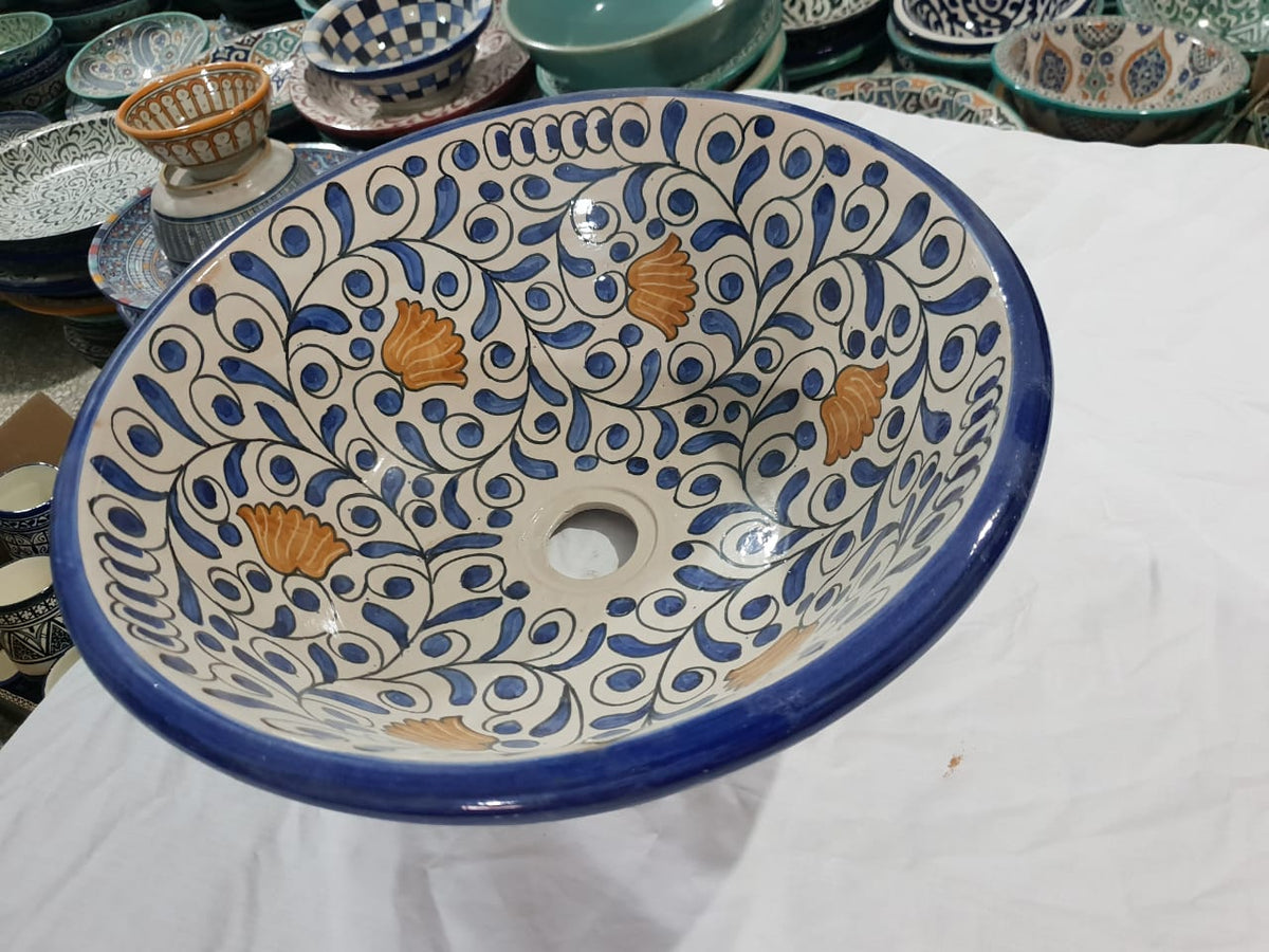 Moroccan SABRINA Hand-Painted Bathroom Sink Hand Basin – Unique Sinks