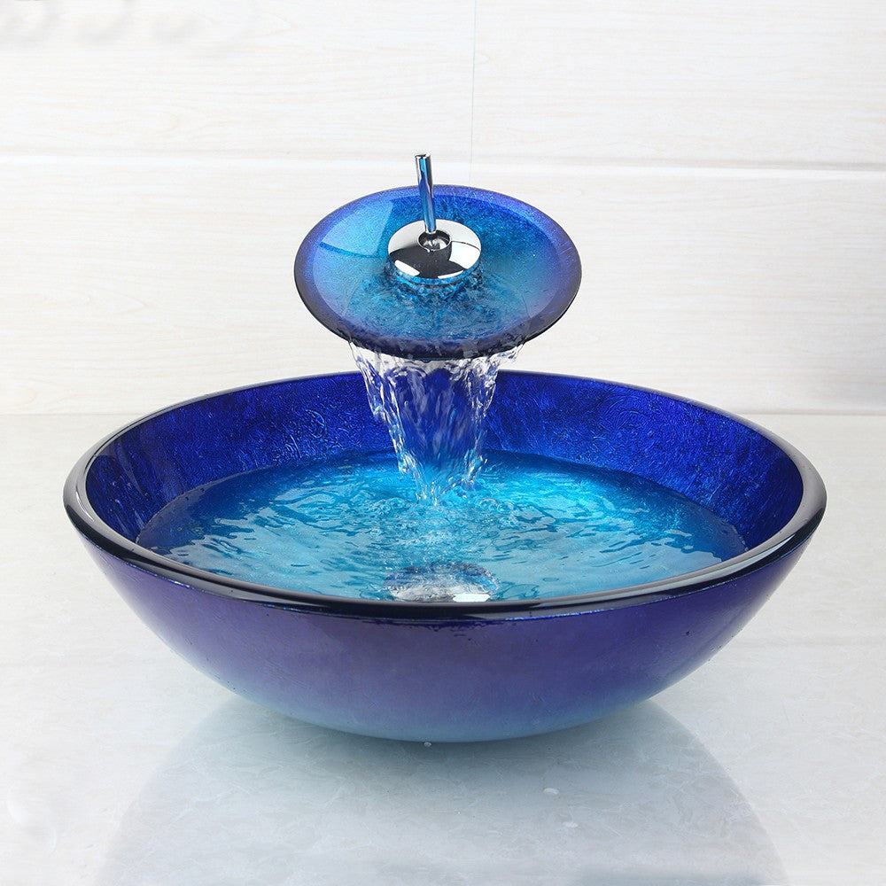 Glass blue vessel basin – Unique Sinks